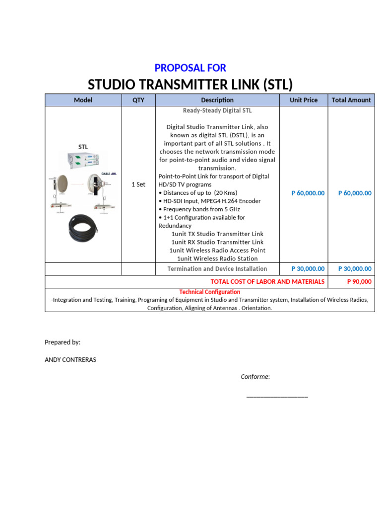 Studio Transmitter Link Proposal | PDF