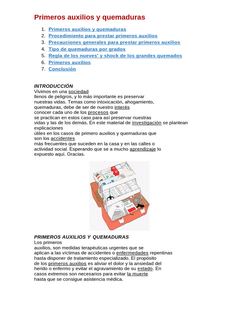 Primeros Auxilios y Quemaduras | PDF | Quemar | Primeros auxilios