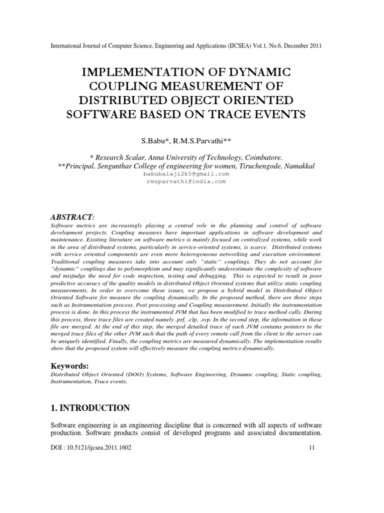 Implementation Of Dynamic Coupling Measurement Of Distributed Object Oriented Software Based On 7371