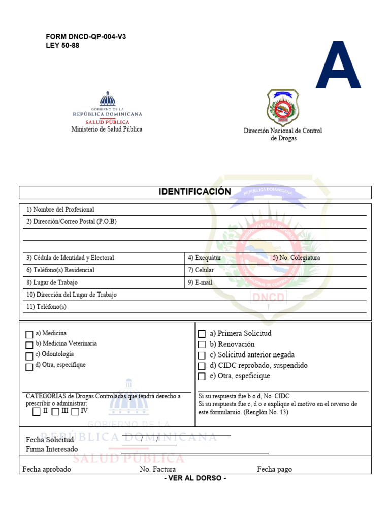 Solicitud_a Dncd Formulario | PDF