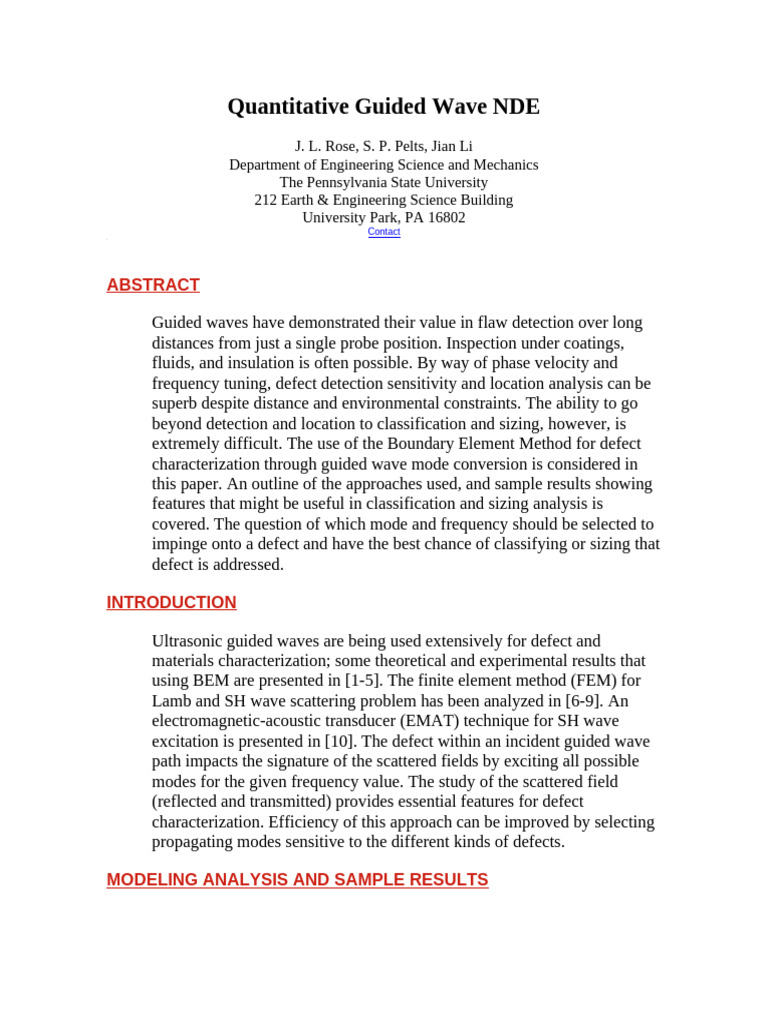 Quantitative Guided Wave NDE | PDF | Waves | Physical Phenomena
