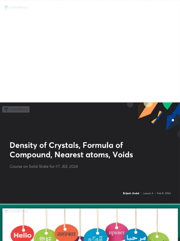 Density of Crystals Formula of Compound Nearest Atoms Voids With Anno | PDF