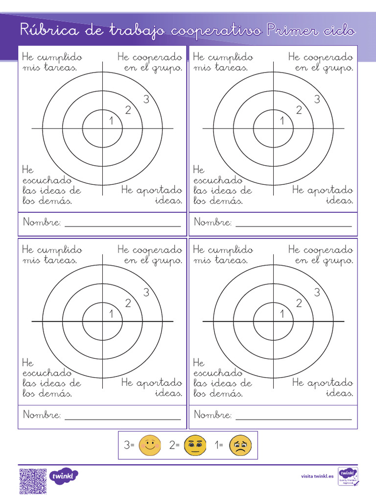 Rúbrica de trabajo cooperativo. Primer ciclo | PDF