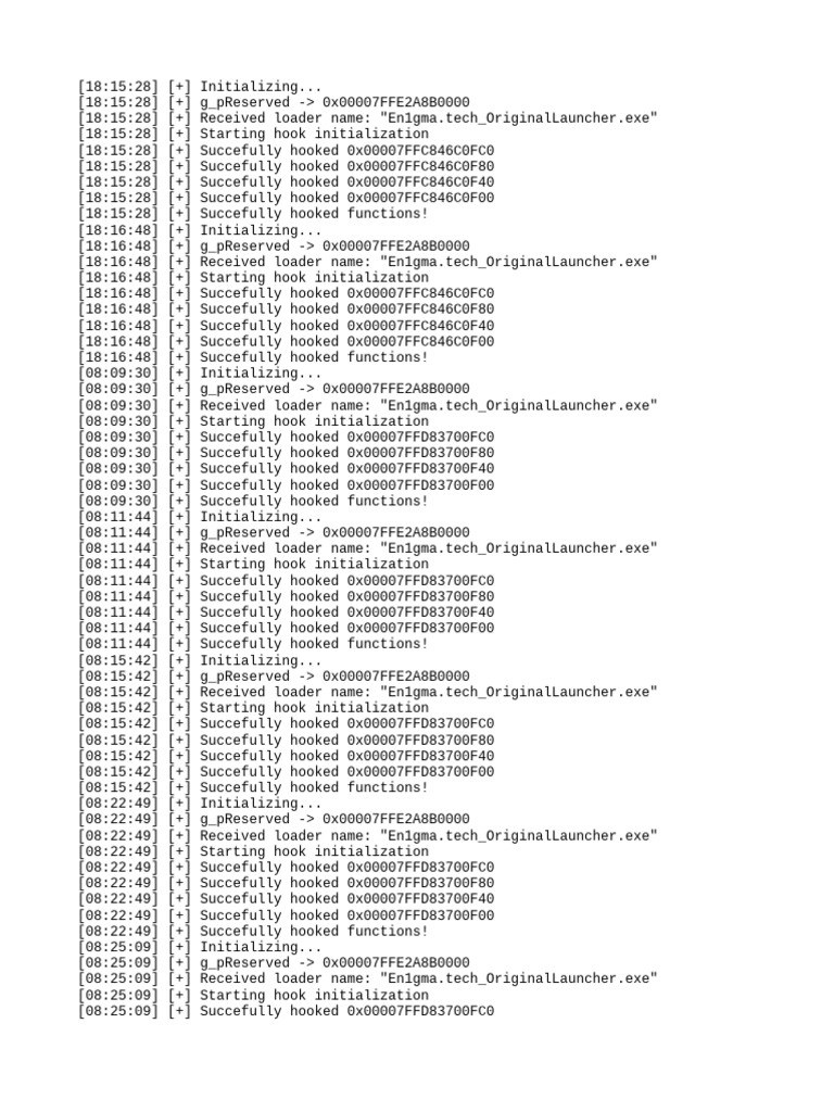 Hook Initialization Log Report | PDF | Computers