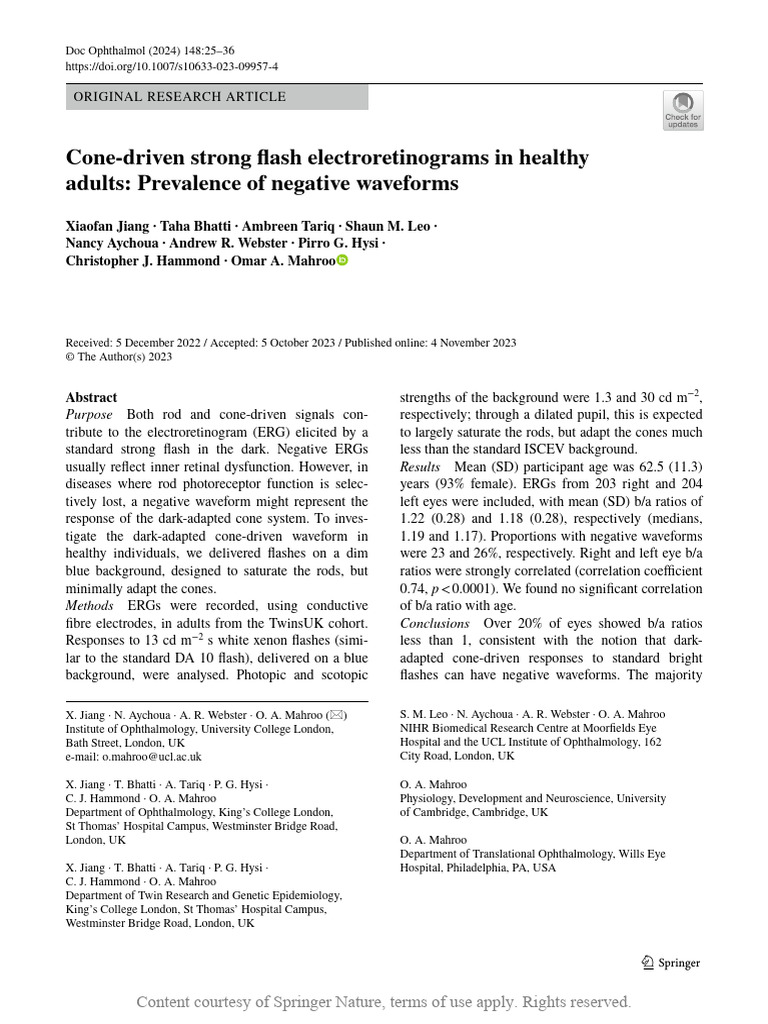 Cone-Driven Strong Flash Electroretinograms in Hea | PDF | Vision | Ophthalmology