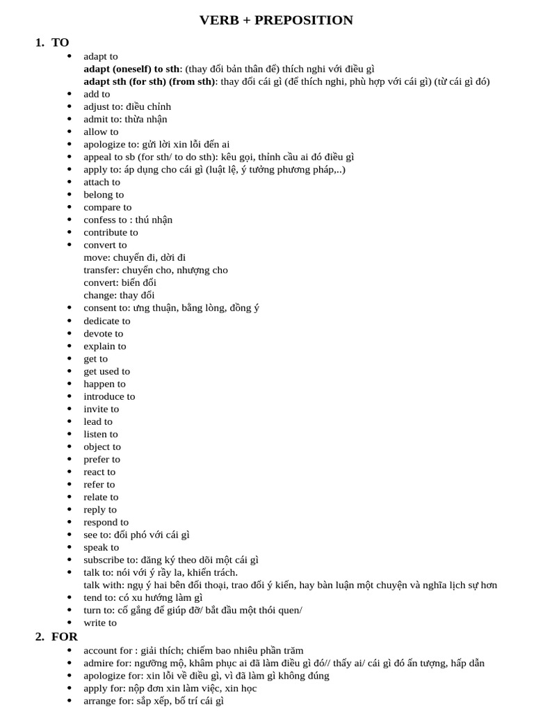 Verb - Preposition | PDF