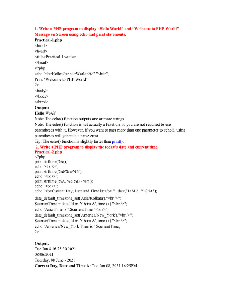 PHP Lab Programs 2023 | PDF