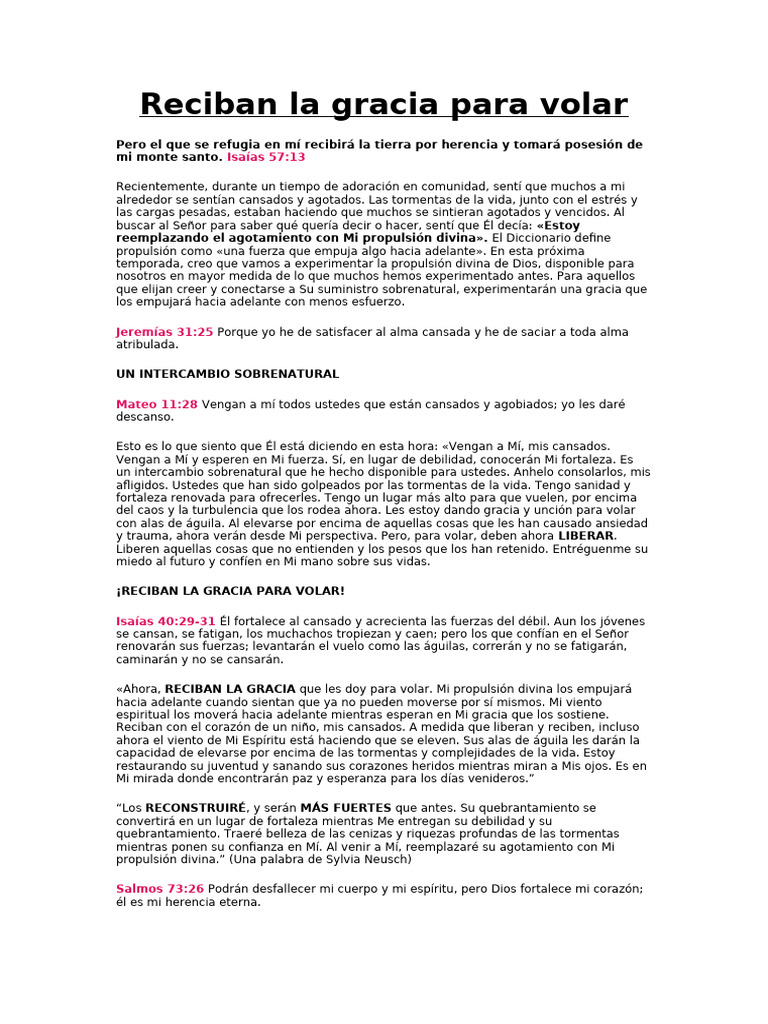 Reciban La Gracia para Volar | PDF | Dios