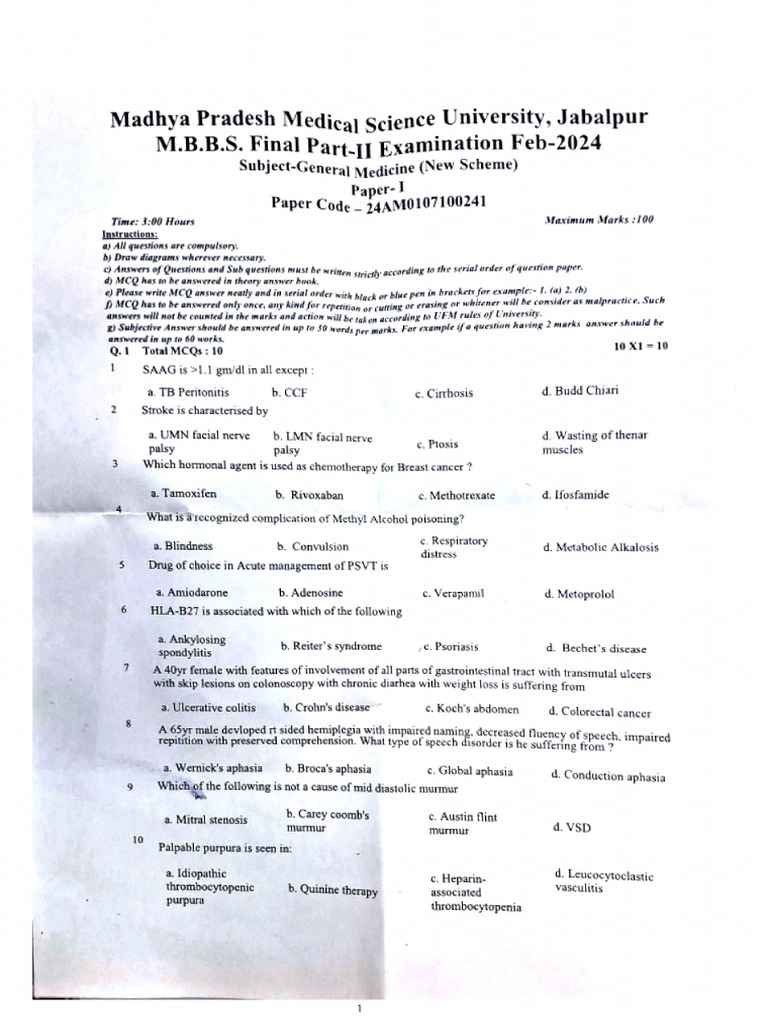 MPMSU FINAL PART 2 University Exam Paper Batch 2019 | PDF