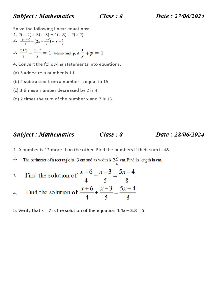 Maths Practice Sheet | PDF