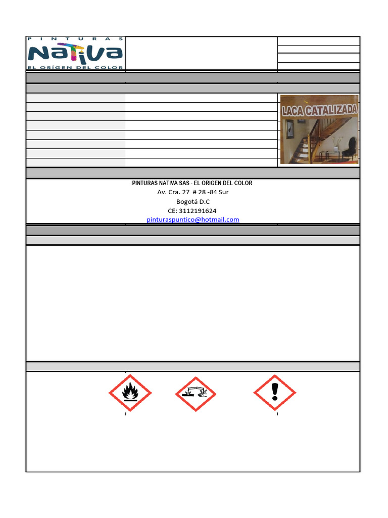 Ficha Seguridad Laca Catalizada | PDF | Solubilidad | Agua
