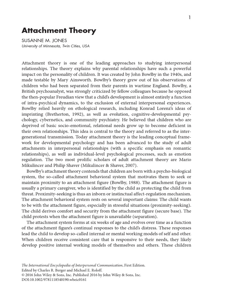 Attachment Theory Jones2015 | PDF | Attachment Theory | Psychological Theories
