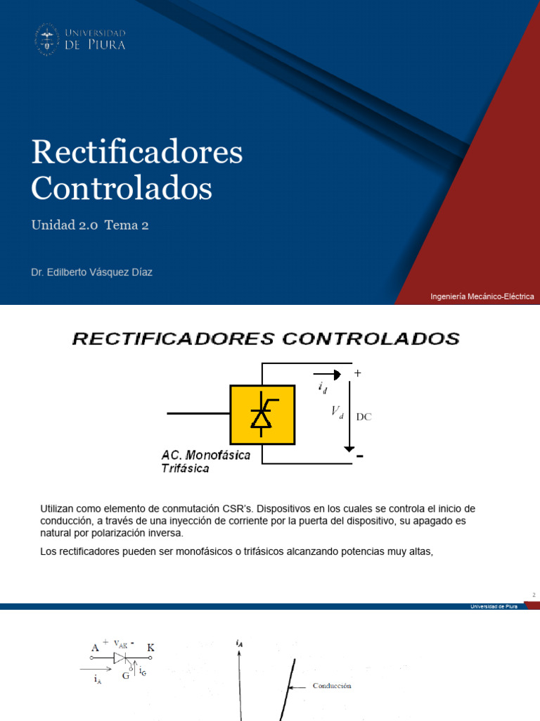 Unidad 2.0 T2 Rectificadores Controlados | PDF | Rectificador | Fenomeno fisico