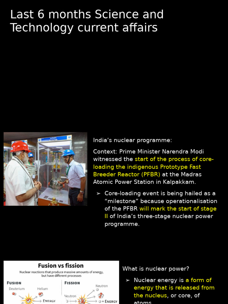 Last 6 Months Science and Technology Current Affairs | PDF | Nuclear ...