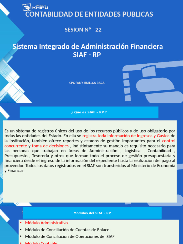 Sistema Integrado de Administración Financiera SIAF - RP | PDF ...