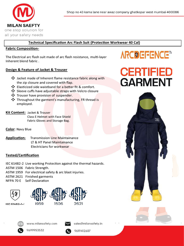 Electrical Arc Flash Suit 40 cal | PDF | Textiles | Clothing