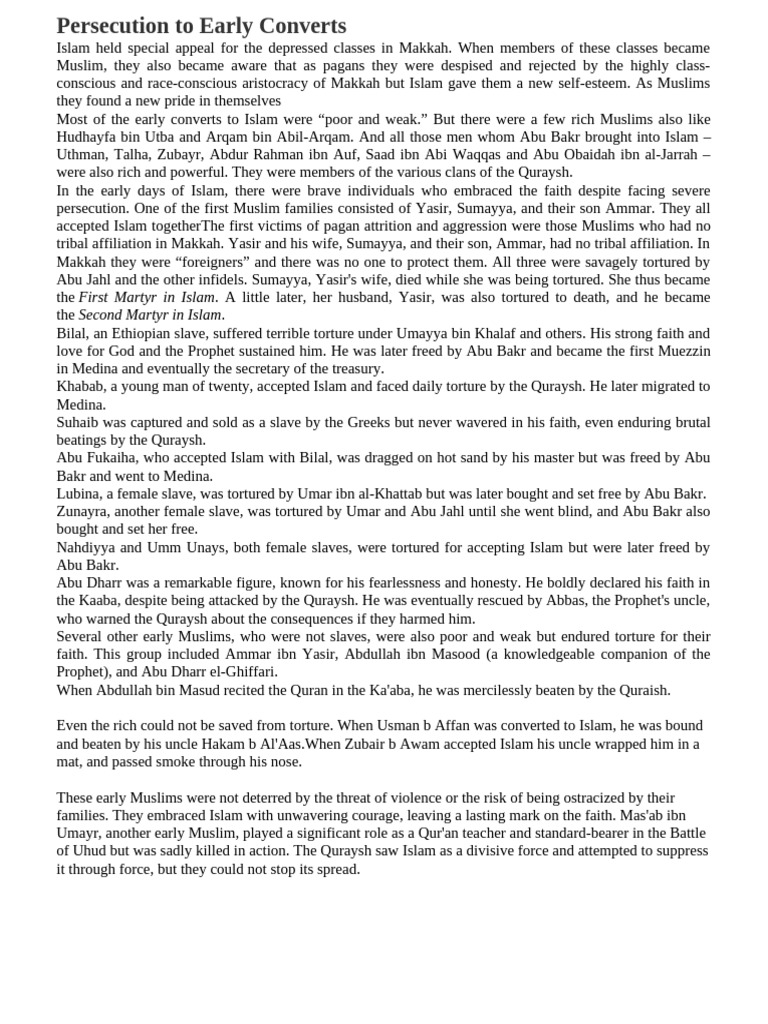 Persecution To Early Converts - Yyyyyy | PDF | Muhammad | Abrahamic Religions