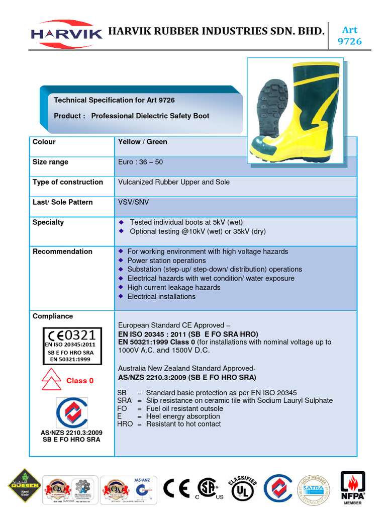 Harvik 9726 Dielectric Safety Boots | PDF | Boot | Shoe
