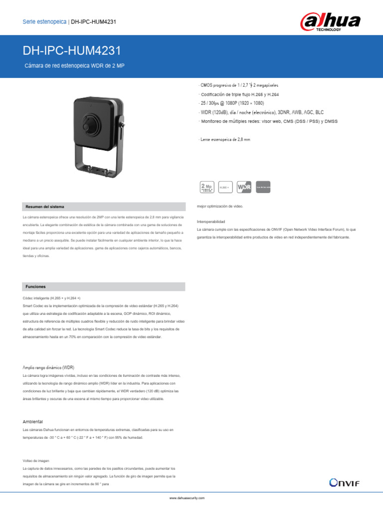 Dahua-IPC-HUM4231-CAMARA-IP-PINHOLE-FICHA-TECNICA-ESPAÑOL | PDF | Vídeo ...