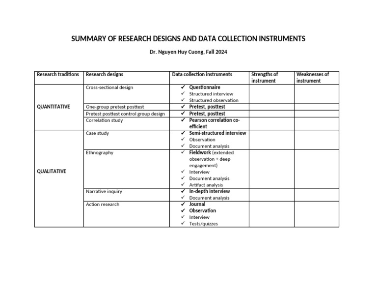 Handout 1 - Table of Summary | PDF