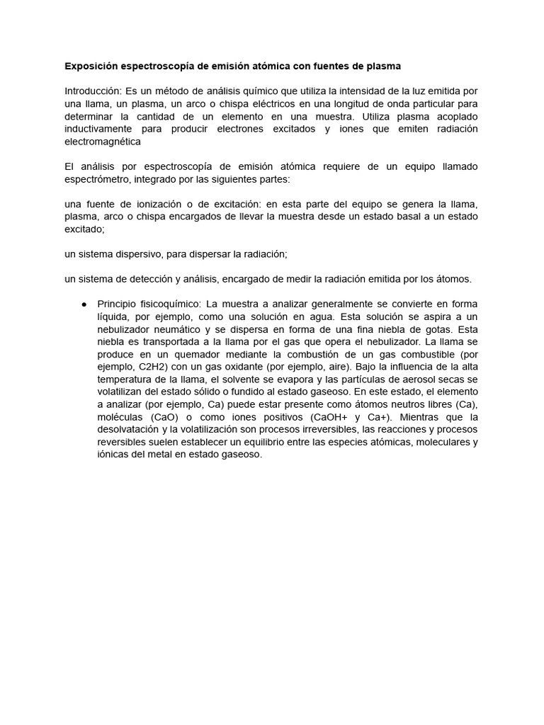 Exposición Espectroscopía de Emisión Atómica | PDF | Espectro de ...