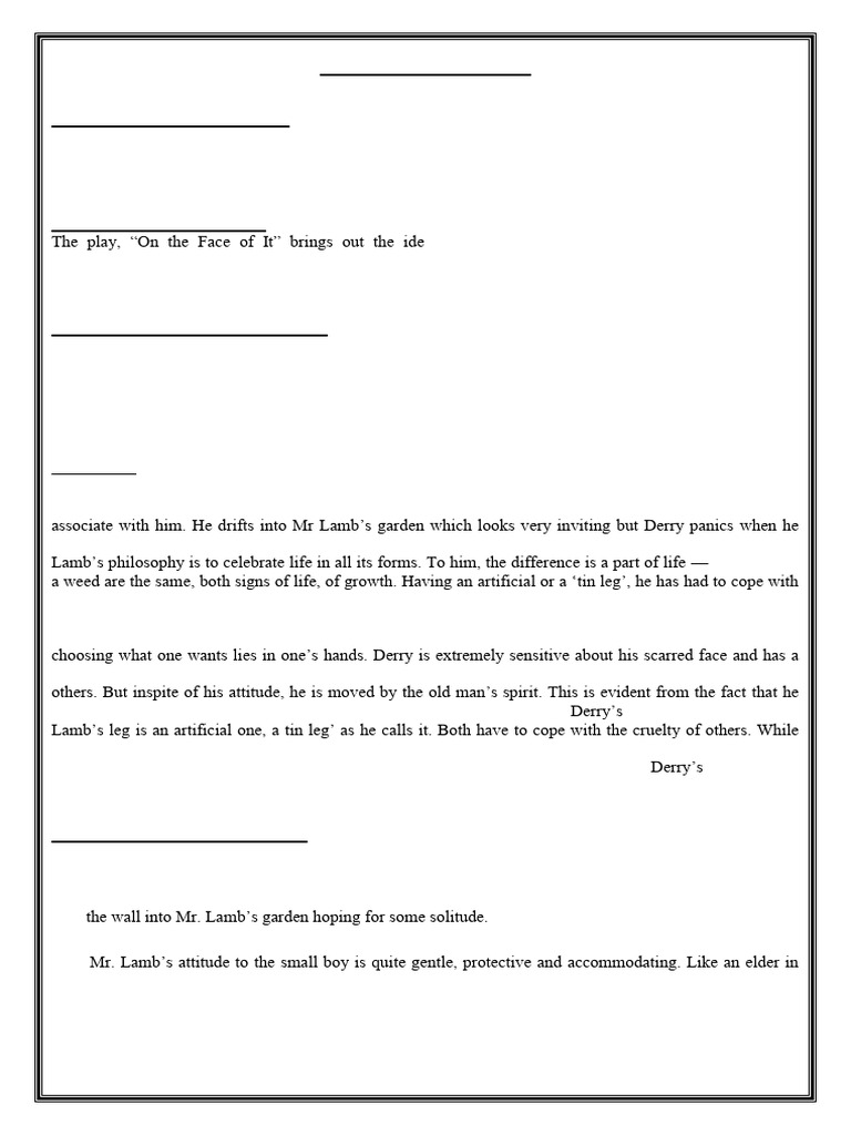"On the Face of It: Friendship and Acceptance" | PDF