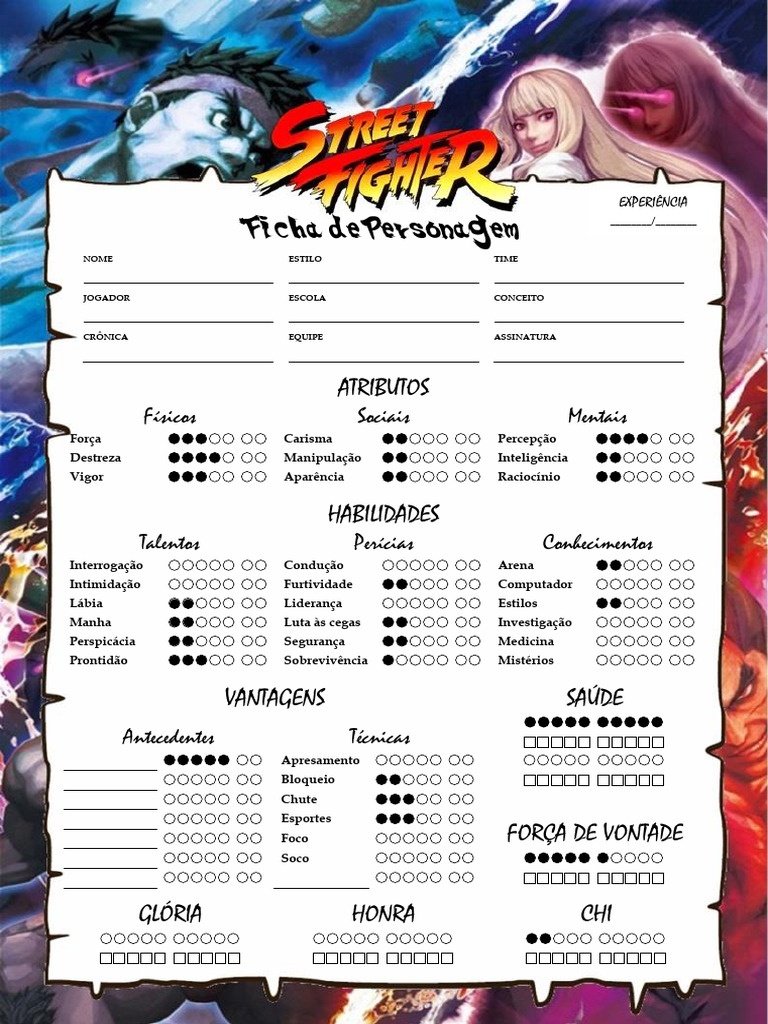 Ficha de Personagem para RPG de Ação | PDF