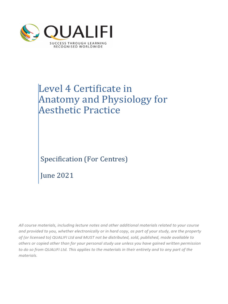 Qualifi Level 4 Certificate in AP For Aesthetics Practice June 2021 ...