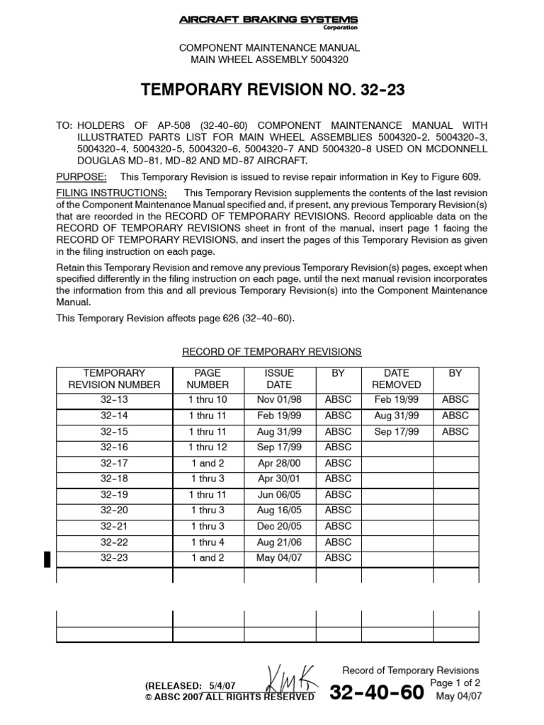 Temporary Revision No. 32 - 23: (RELEASED: 5/4/07) Absc 2007 All Rights Reserved | PDF | Home ...