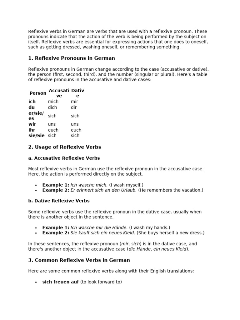 Reflexive Verbs REGEL | PDF | Pronoun | Syntax