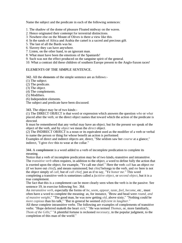 Sentence Subject Predicate | PDF | Verb | Subject (Grammar)