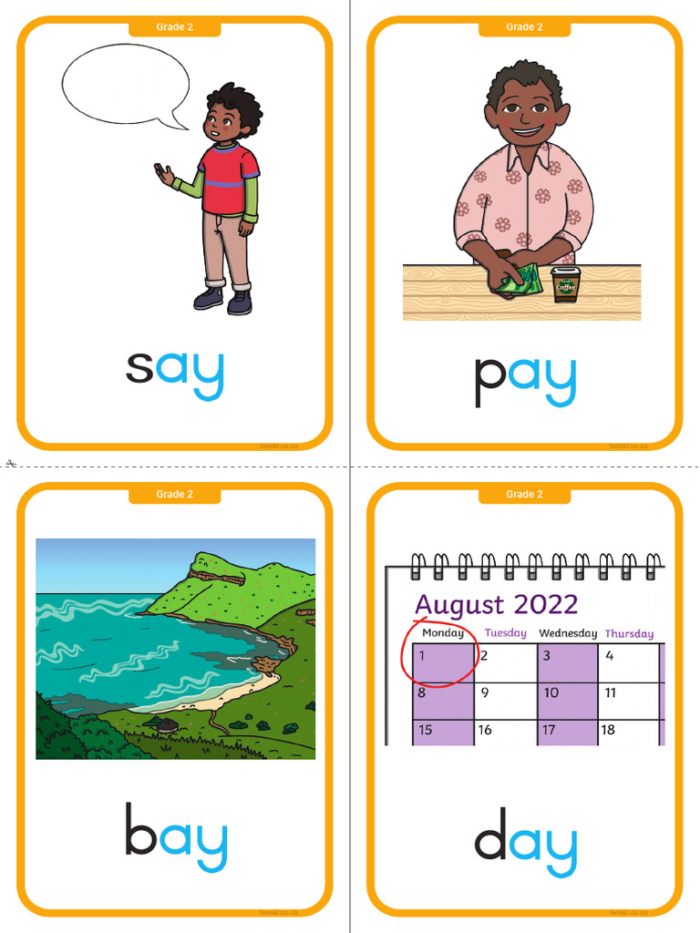 Za HL 1681207348 Grade 2 Phonics Ay Flashcards Ver 1 | PDF | Home & Garden