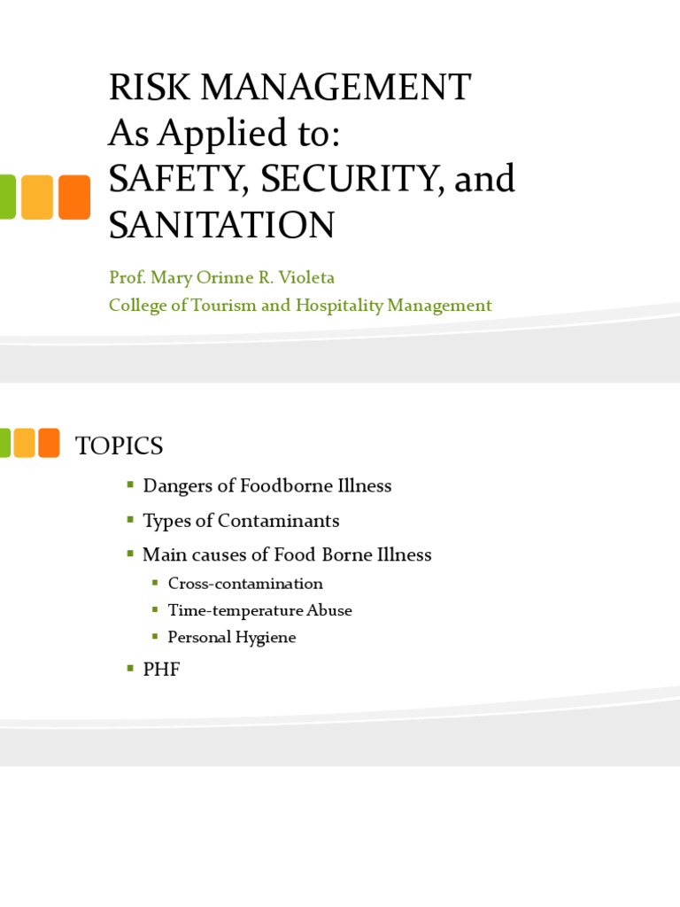 Risk Management Lec 2 | PDF | Ph | Foodborne Illness