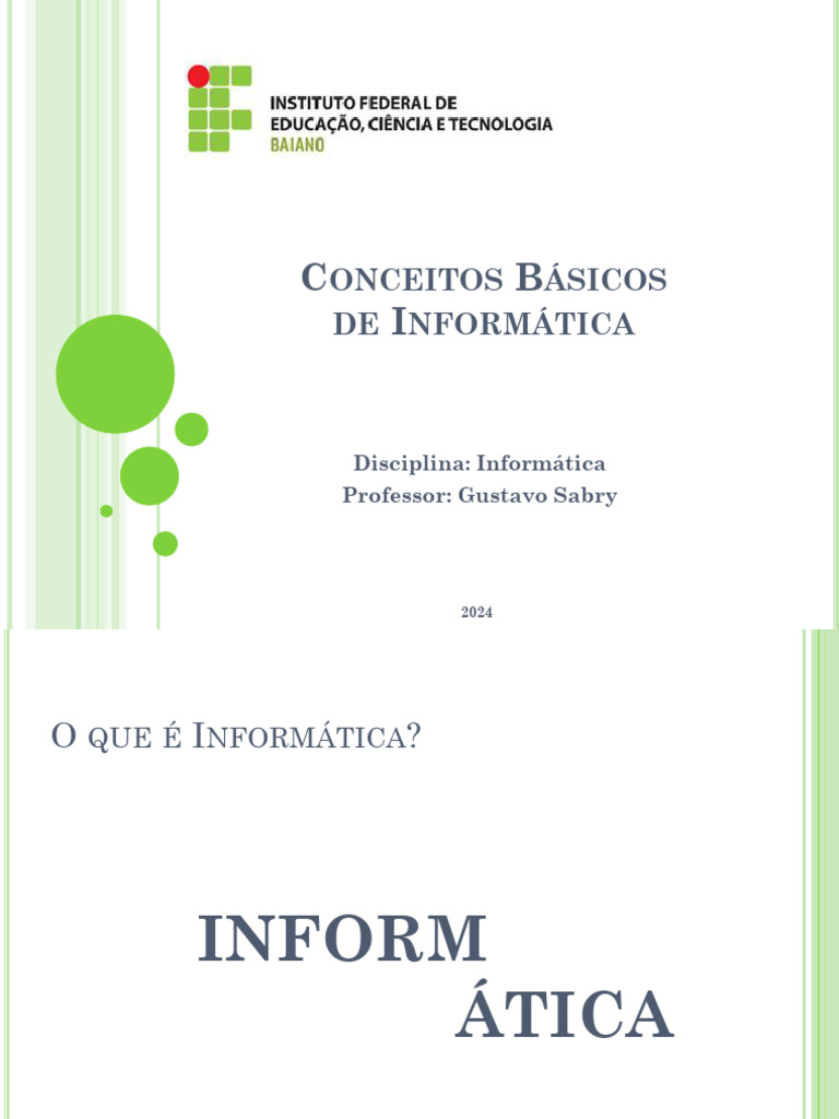 Aula 01 - Conceitos Básicos de Informática | PDF | Unidade central de ...