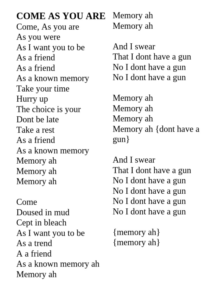 Come As You Are | PDF | Poetry