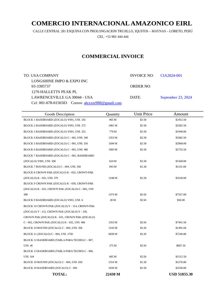Commercial Invoice-Sample | PDF | Pedestrian Infrastructure ...