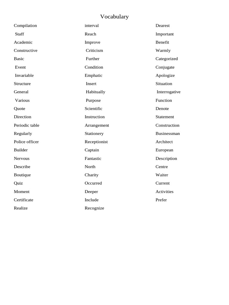 Vocabulary G5 | PDF