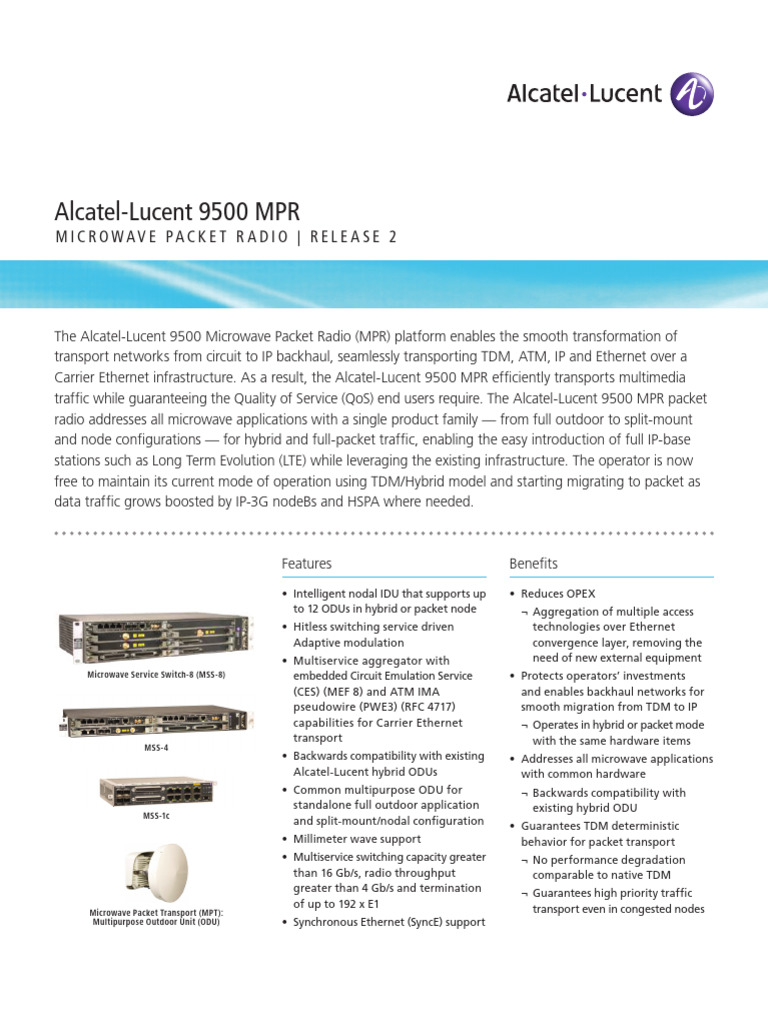 April 2010 9500 MPR R2 ETSI DS | PDF | Computer Network | Ethernet