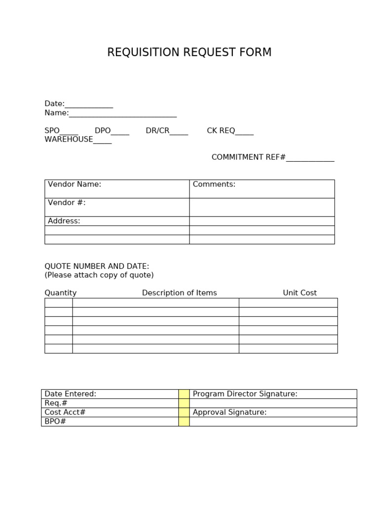 Requisition Request Form | PDF | Business | Finance & Money Management