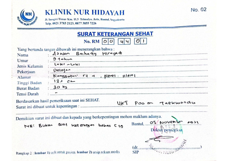 Surat Sehat - Azwan | PDF