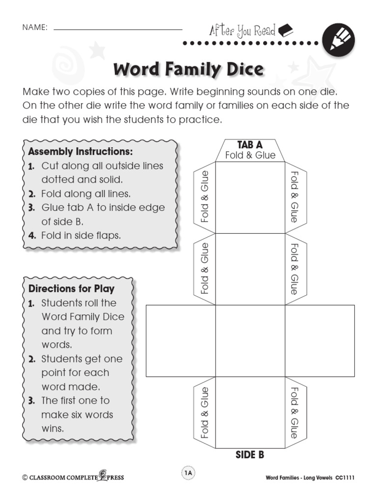Word Family Dice: After You Read | PDF | Linguistics
