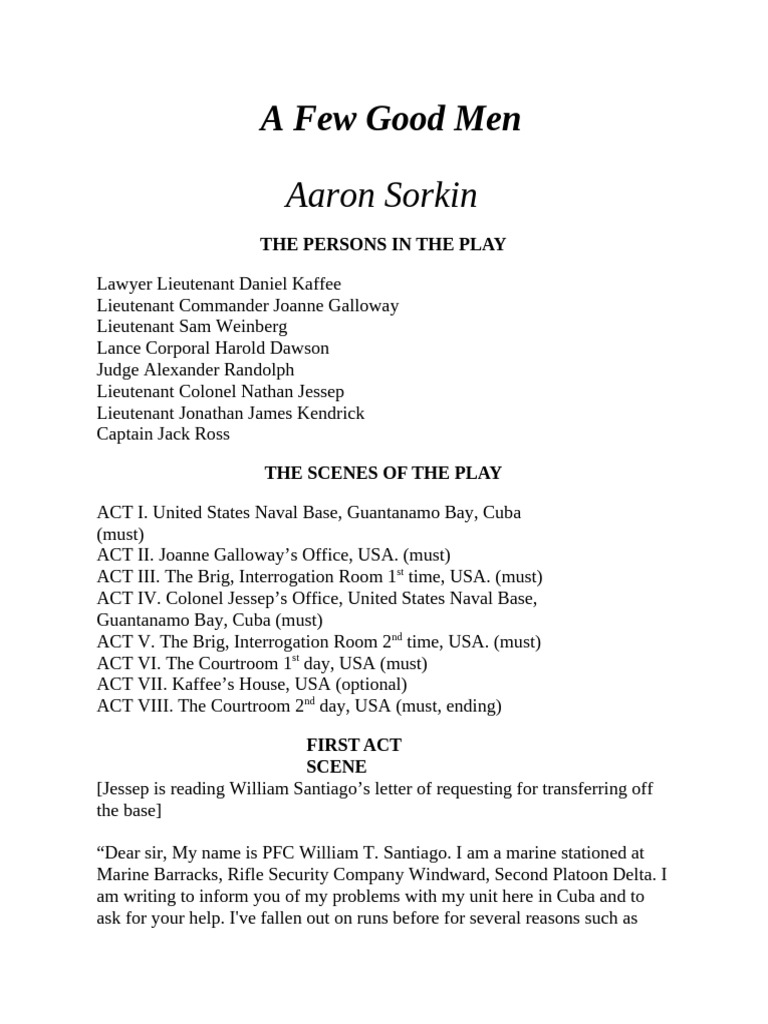 A Few Good Men: Courtroom Drama Script | PDF