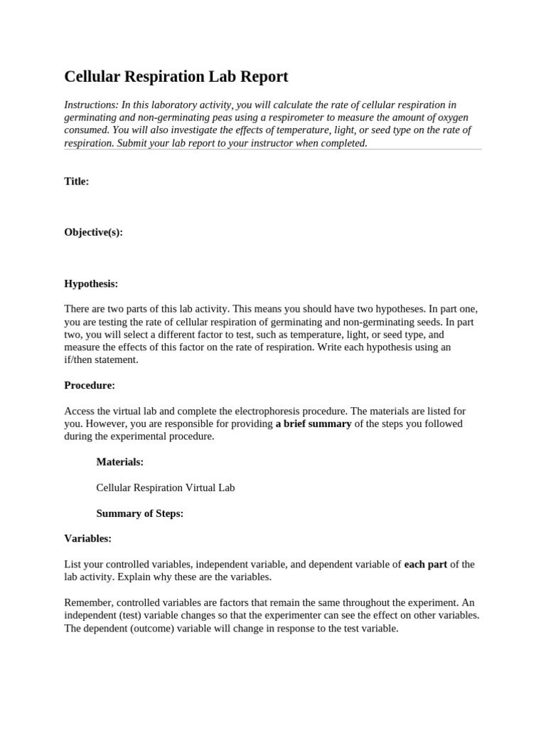 03 05 Cellular Respiration Lab Report | PDF | Hypothesis | Mean
