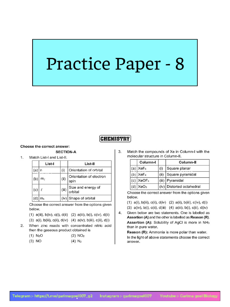 Practice Paper 8 | PDF