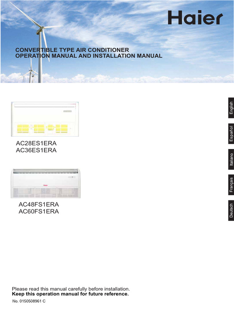Convertible Type Air Conditioner Operation Manual and Installation ...