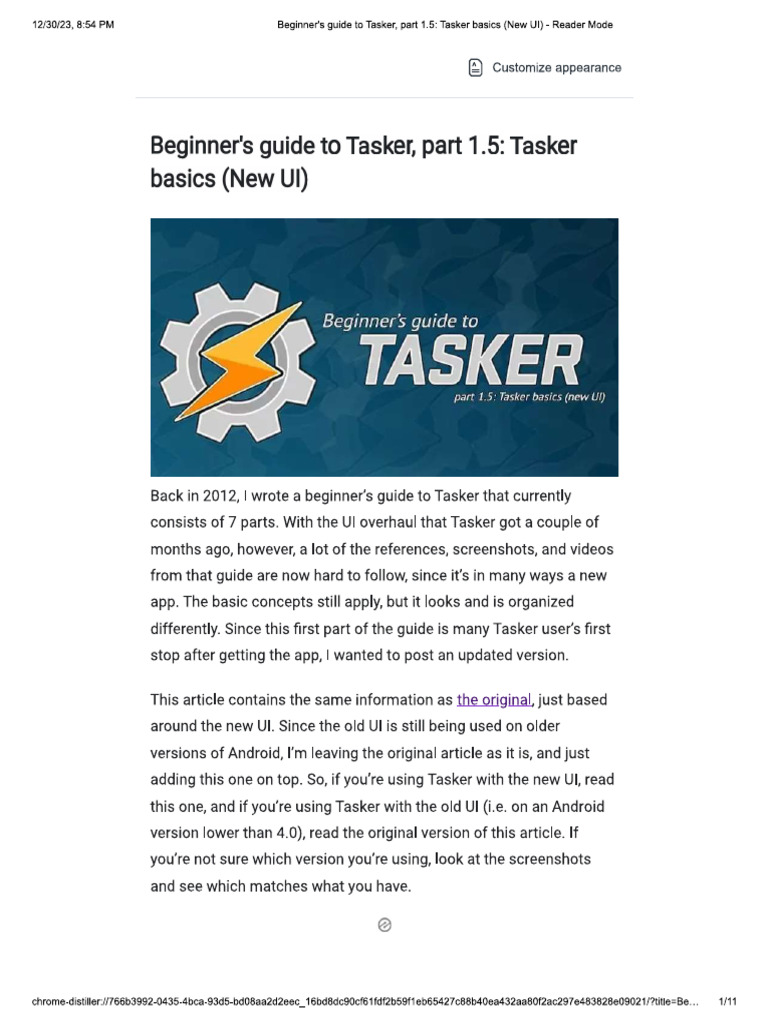 Beginner's Guide To Tasker - Part 1 of 3 | PDF