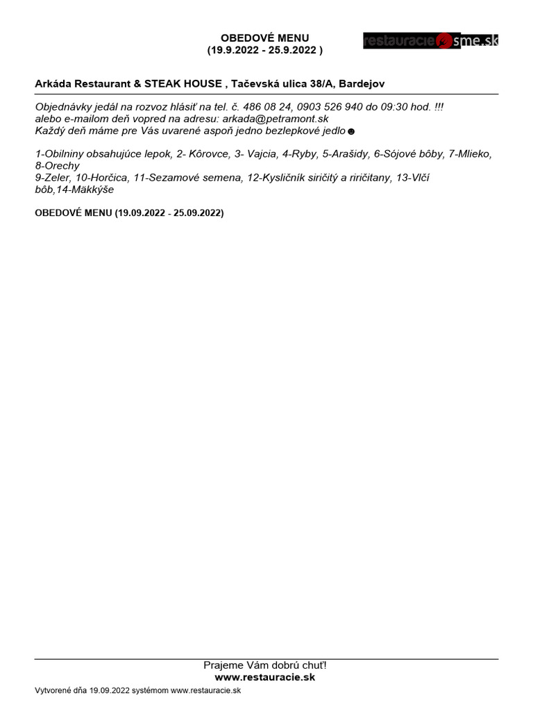 Arkada Restaurant STEAK HOUSE Denne Menu-3 | PDF