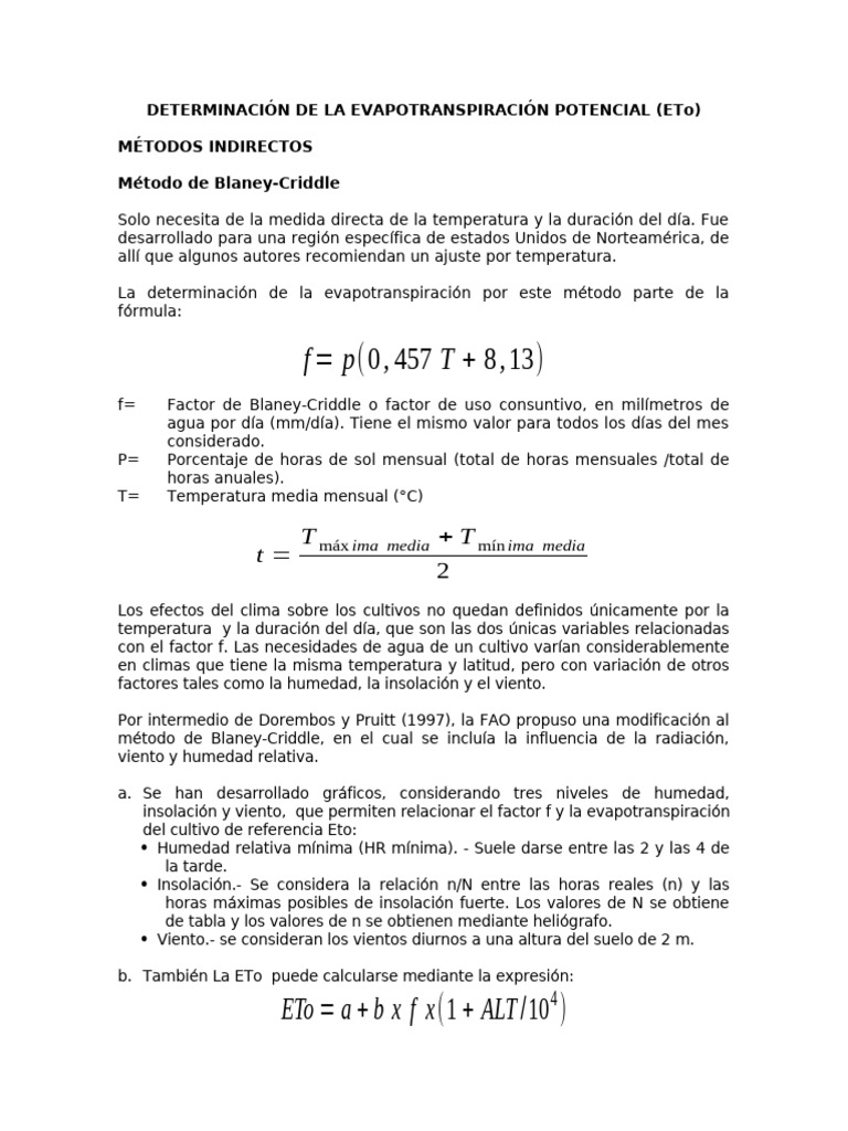 ETCO | PDF | Evapotranspiración | Clima ETCO | PDF | Evapotranspiración | Clima