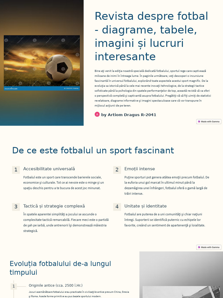 Revista Despre Fotbal Diagrame Tabele Imagini Si Lucruri Interesante | PDF
