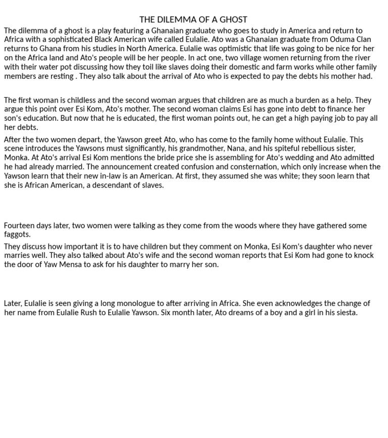 Dilemma of A Ghost Summary | PDF | Mystery, Thriller & Crime Fiction ...